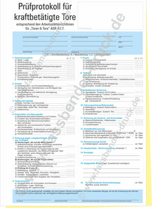 Prüfprotokoll für kraftbetätigte Türen & Tore nach ASR A1.7 — Fassbender-Druck